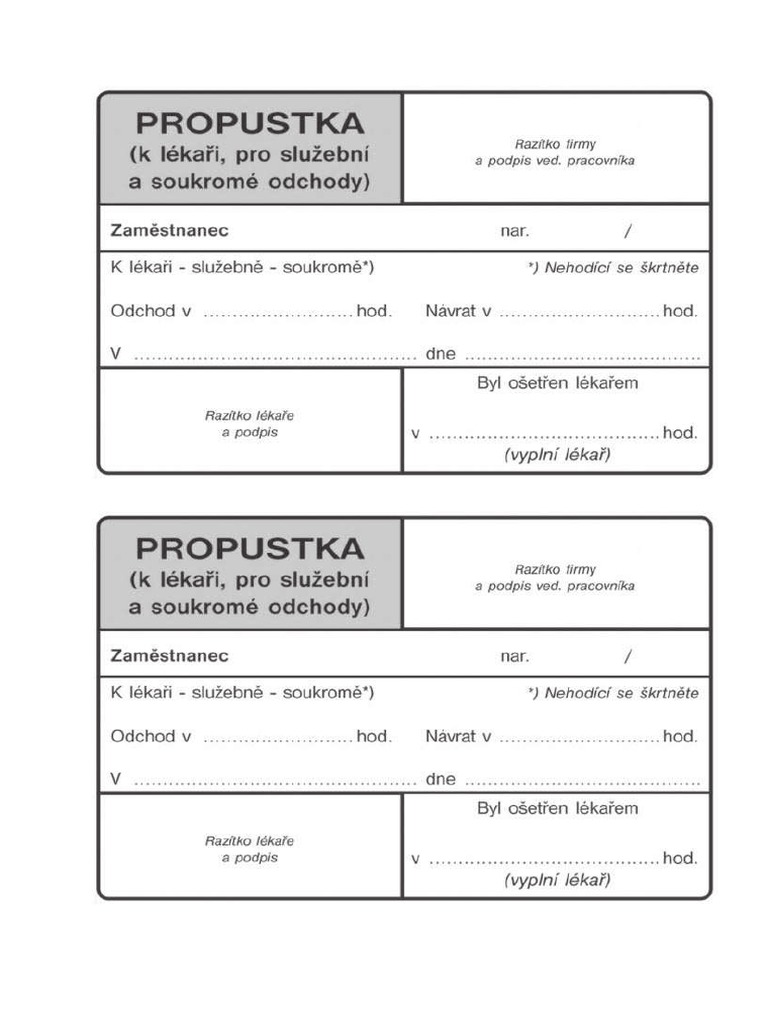 Propustka K Lekari | PDF