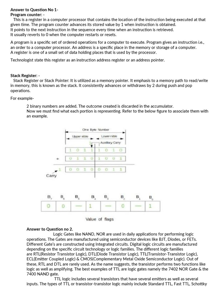 Answer To Question No 1-Program Counter | PDF | Logic Gate | Central ...