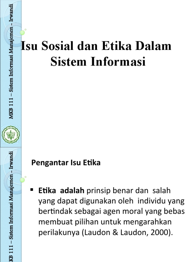 BAB-IV Isu Sosial Dan Etika Dalam Sistem Informasi | PDF