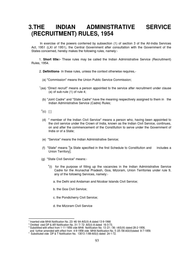 IAS Recruitment Rules 1954 | PDF | Government | Justice
