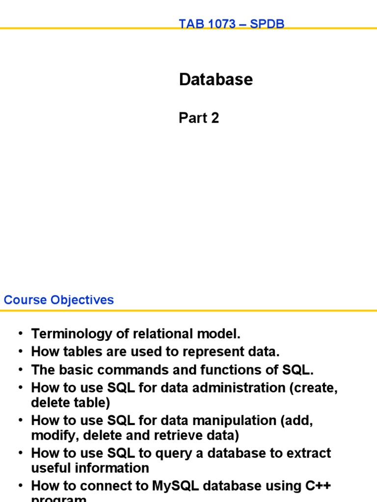 Database: TAB 1073 - SPDB | PDF | Relational Database | Relational Model