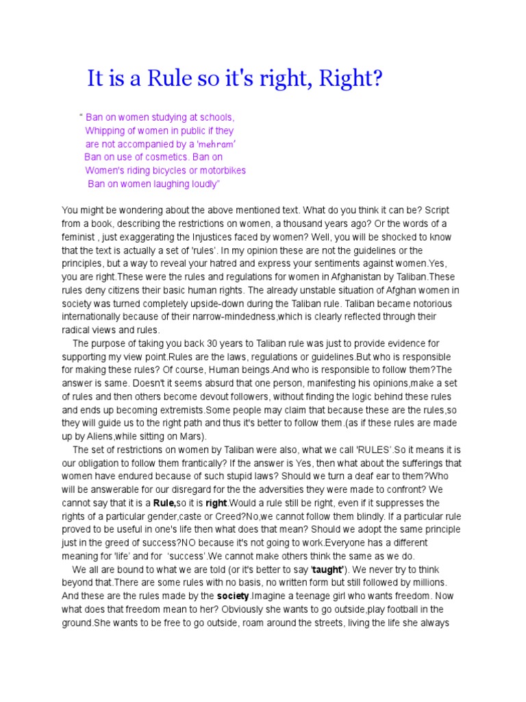 It Is A Rule So It's Right, Right | PDF | Taliban | Justice