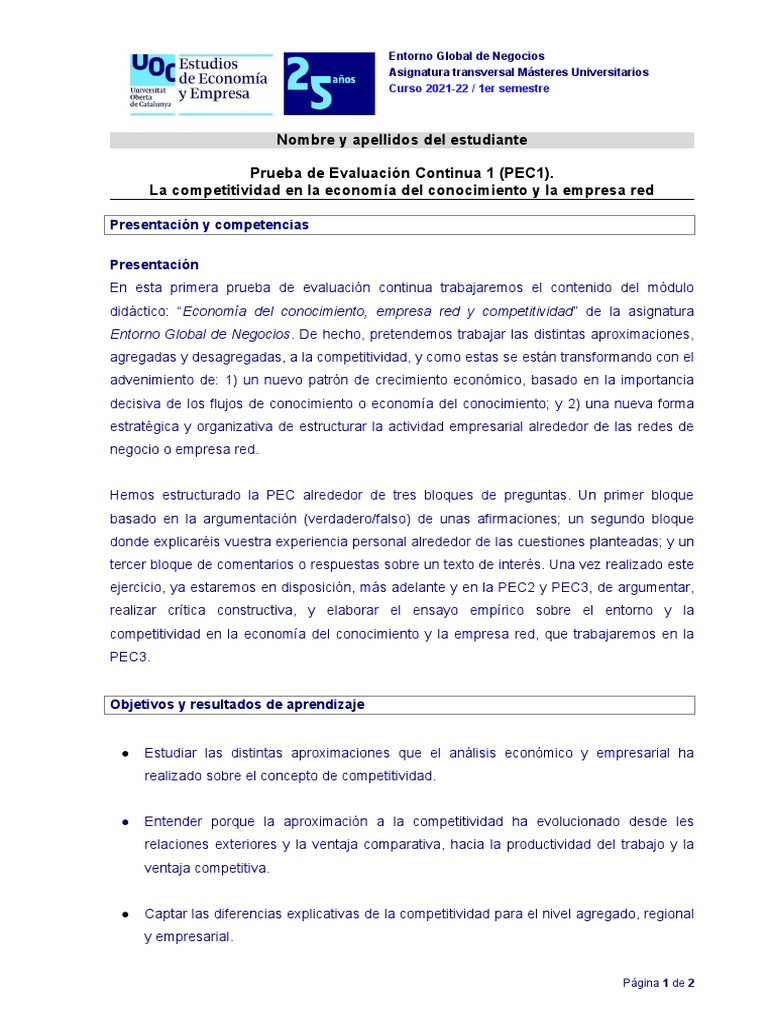 EGN PEC1 S1 2021 2022 Sol | PDF | Innovación | Conocimiento