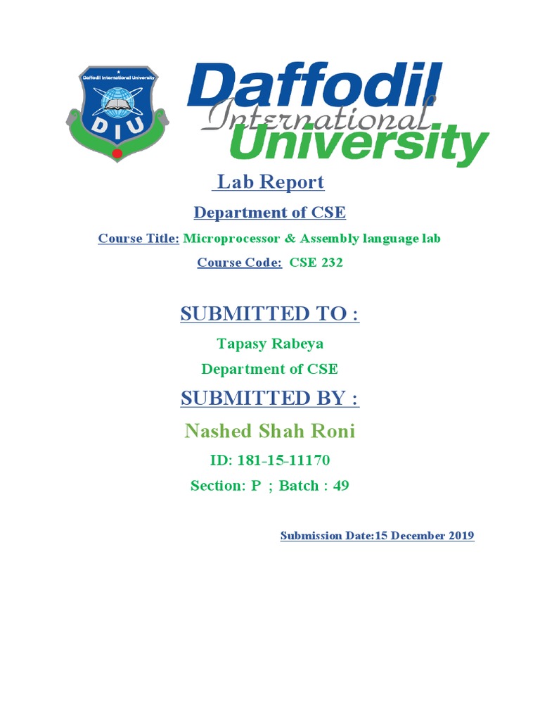 Lab Report: Submitted To | PDF | Assembly Language | Software Engineering