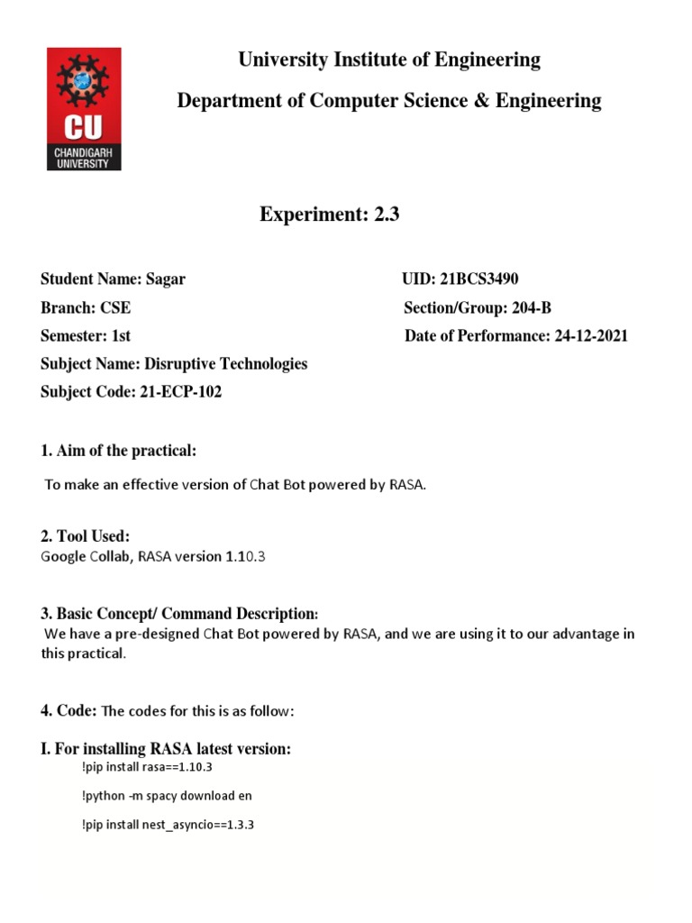 Developing a Chatbot using RASA: An Experiment on Creating an Effective Conversational Agent ...