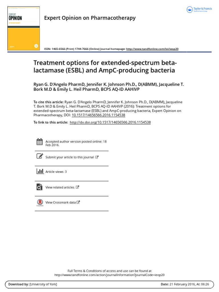ESBL and AmpC Bacteria Treatment Options | PDF | Beta Lactamase ...