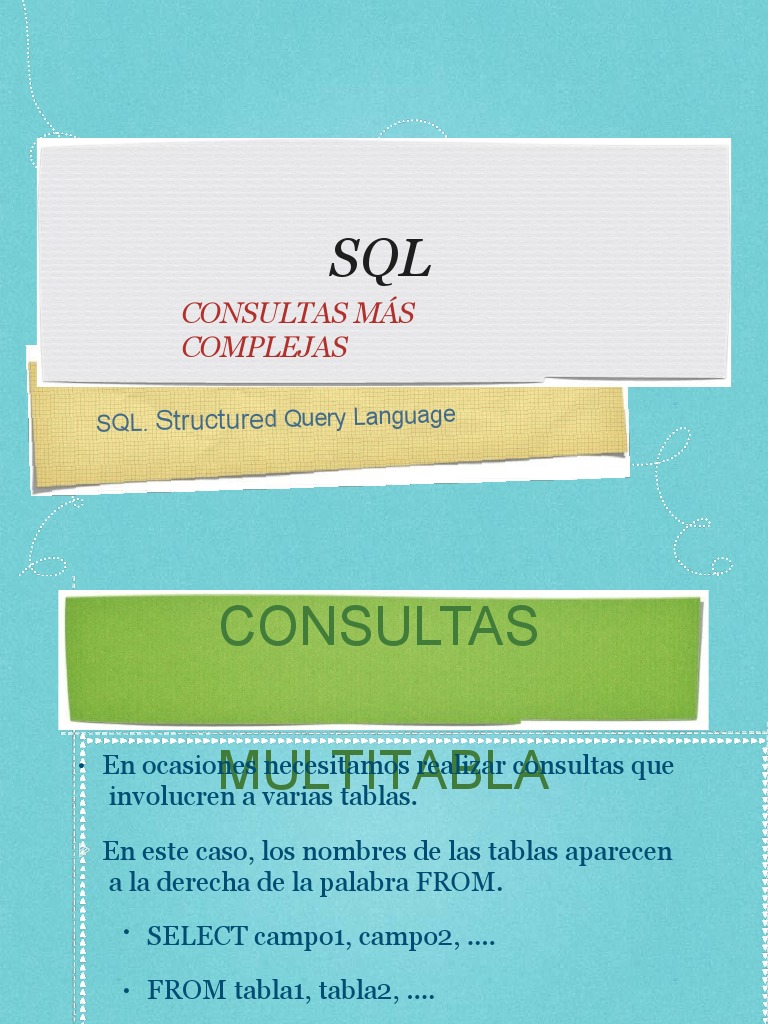 Consultas SQL Complejas Multitabla | PDF | SQL | Gestión de datos