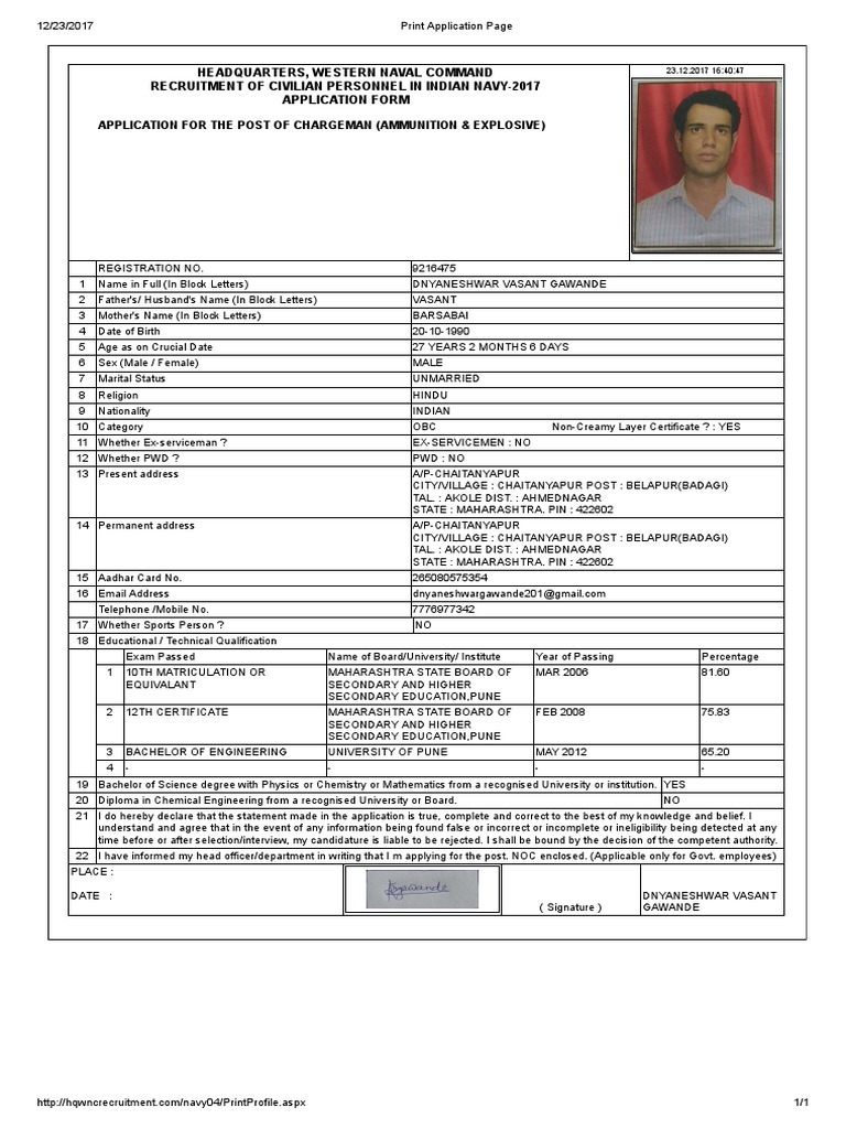 Headquarters, Western Naval Command Recruitment of Civilian Personnel ...