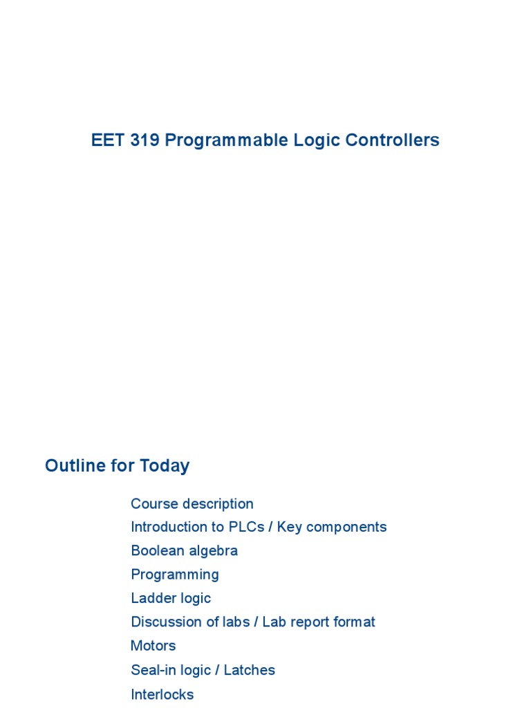 EET 319 Programmable Logic Controllers | PDF | Logic Gate | Programmable Logic Controller