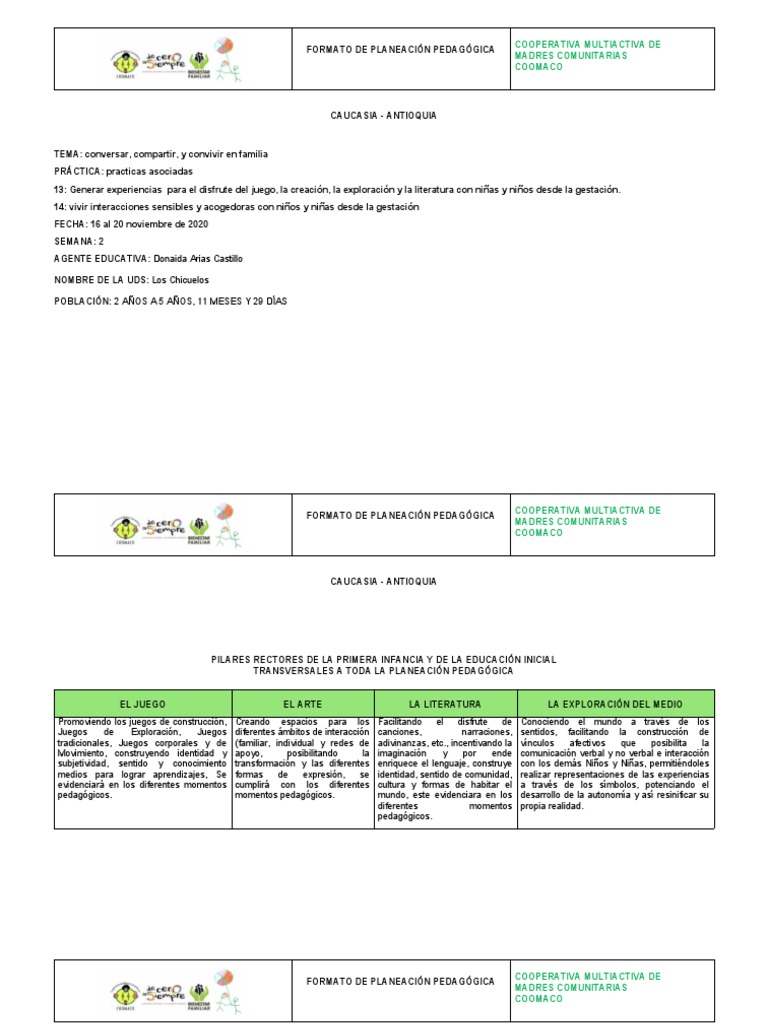 Planeación Del 16 Al 20 de Noviembre | PDF | Educación de la primera ...