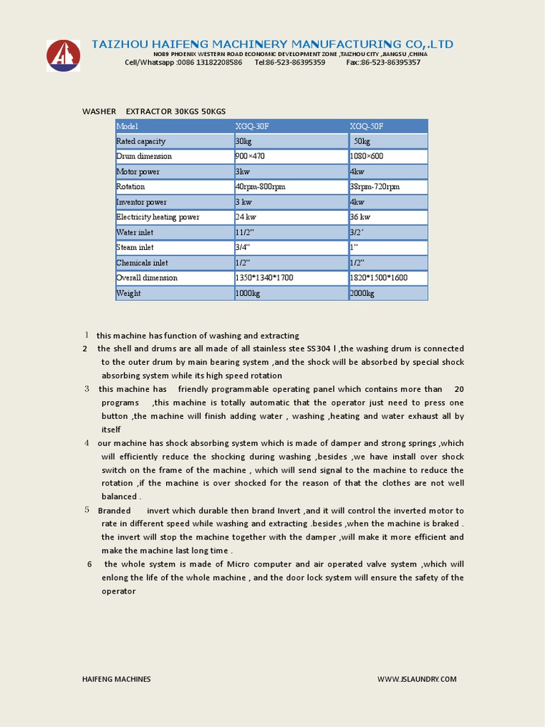 Washing Machine 30kgs 50kgs Backup | PDF | Washing Machine | Machines