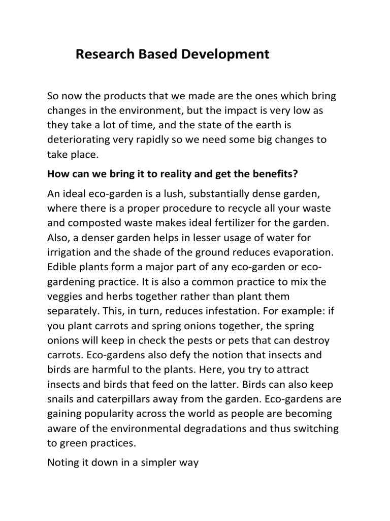 Research Based Development | PDF | Plants | Gardens