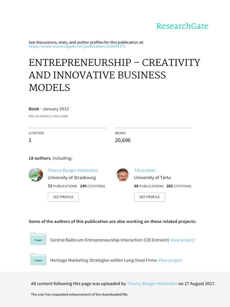 Entrepreneurship Creativity and Innovative Business | PDF ...
