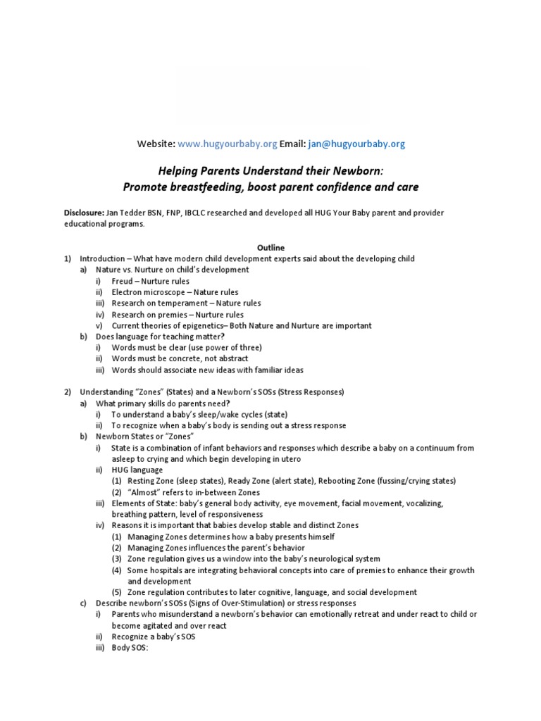 Helping Parents Understand Their Newborn Outline | PDF | Infants ...