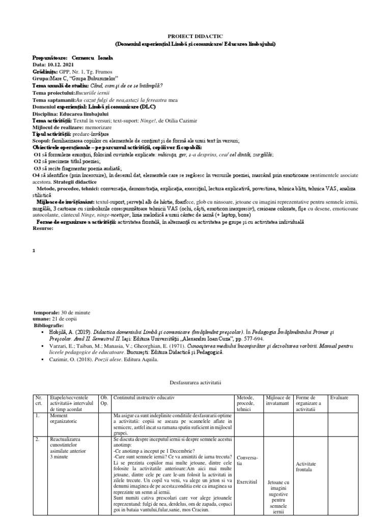 Proiect Didactic, Memorizare | PDF