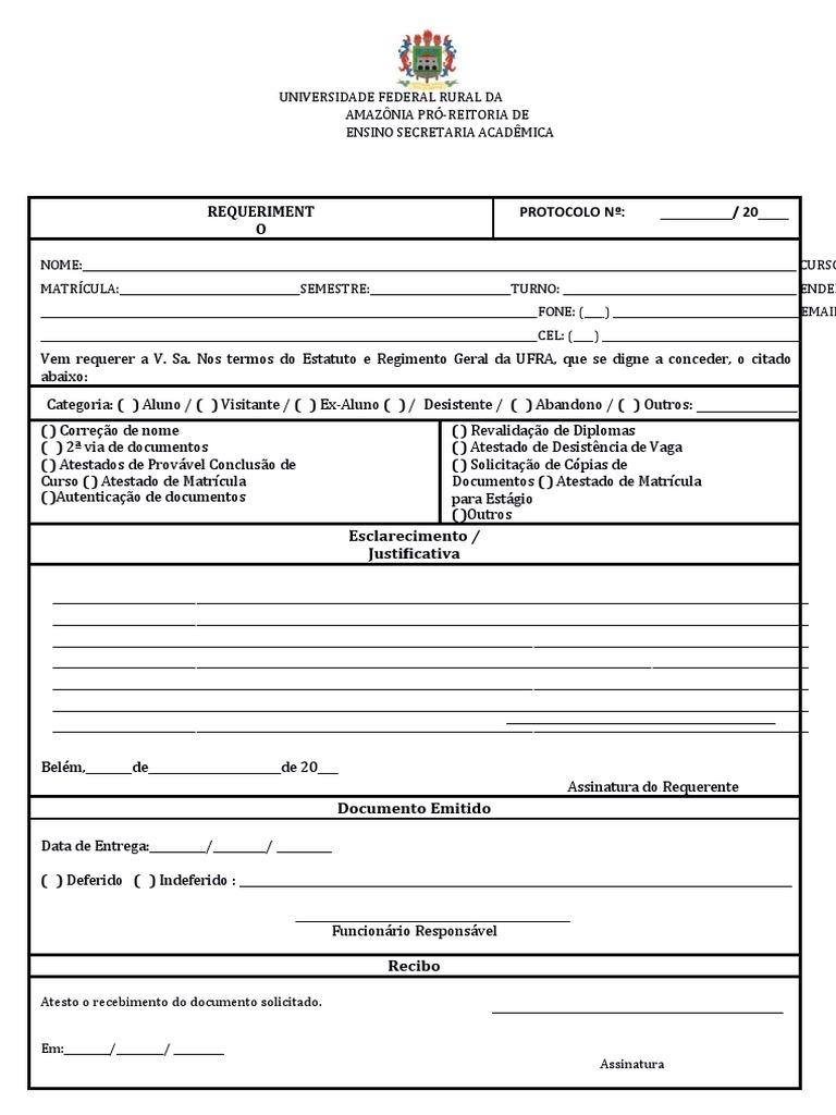 Ficha - de - Requerimento Universidade | PDF