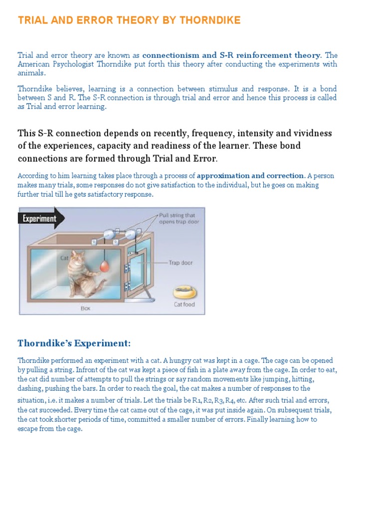 Thorndike's Trial and Error Theory of Learning: Key Aspects and ...