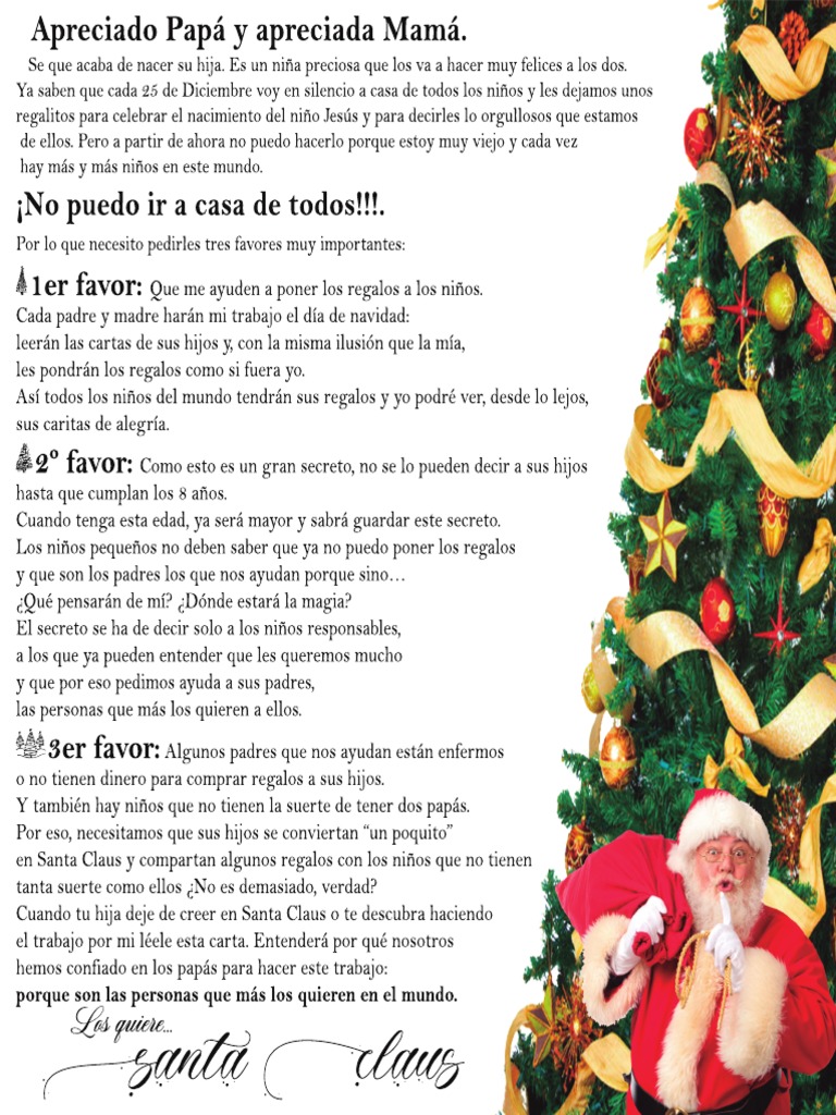 Carta Santa Claus Sin Fondo para Niña | PDF