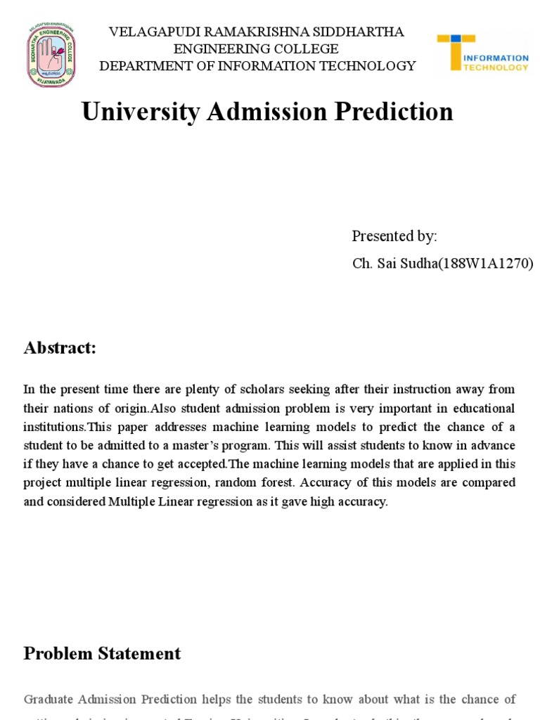 University Admission Prediction | PDF | Machine Learning | Regression ...