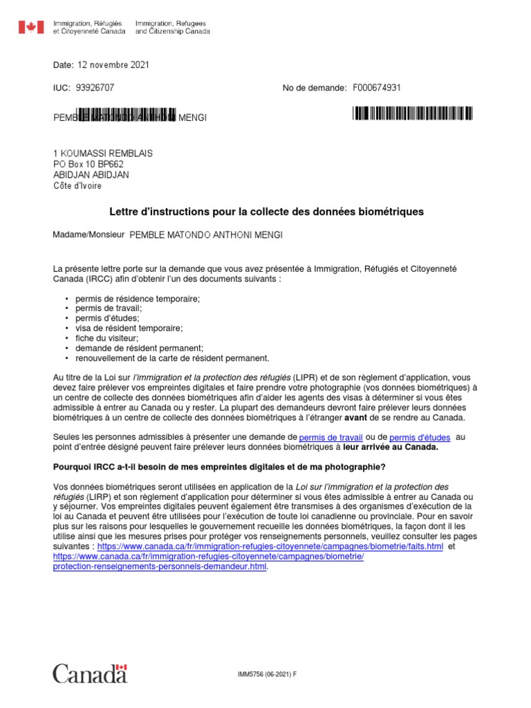 IMM5756 | PDF | Biométrie