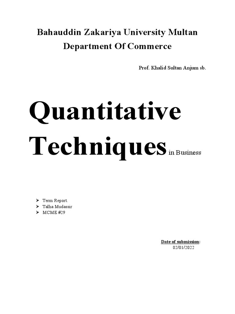 Quantitative Techniques in Business Analysis | PDF | Probability ...