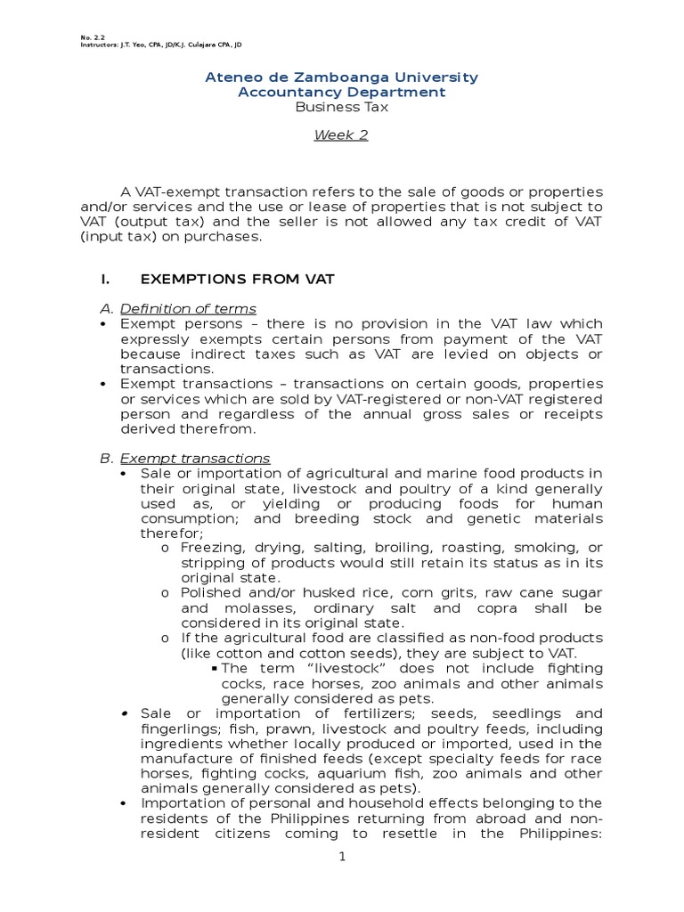 Vat Exempt Transaction | PDF | Value Added Tax | Taxes