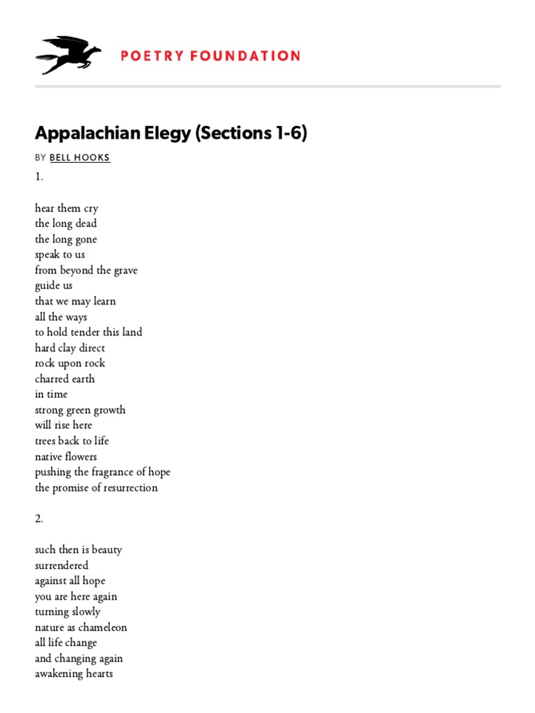 Appalachian Elegy (Sections 1-6) by Bell Hooks - Poetry Foundation | PDF