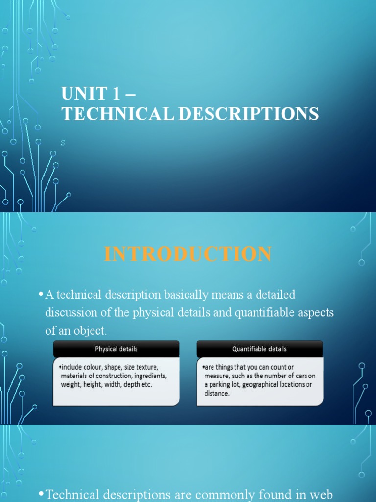 Technical Descriptions | PDF