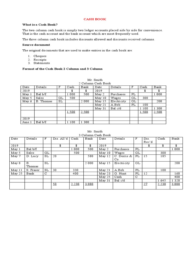Cash Book Notes | PDF | Debits And Credits | Financial Services