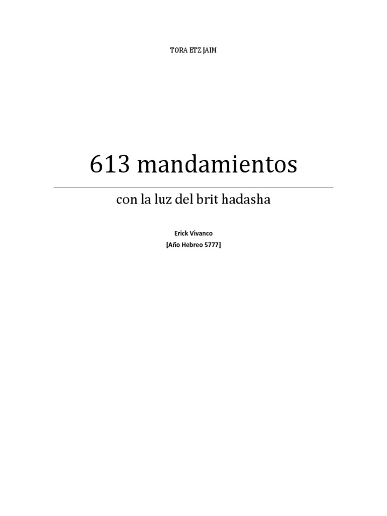 613 Mandamientos de la Torá y Brit Hadashá | PDF | Diez Mandamientos | Tora