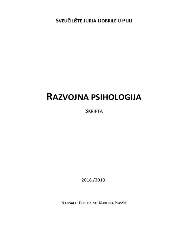 Razvojna Psihologija - Skripta 2018 | PDF