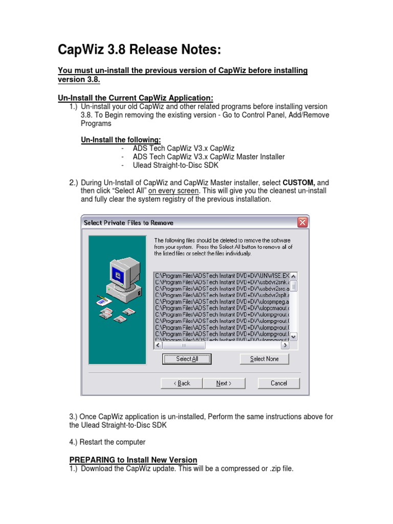 CapWiz 3.8.0.10 InstallationGuide - English | PDF | Compact Disc | Video