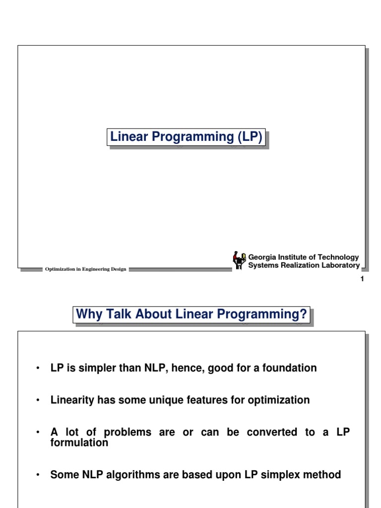 Linear Programming (LP) : Georgia Institute of Technology Systems ...