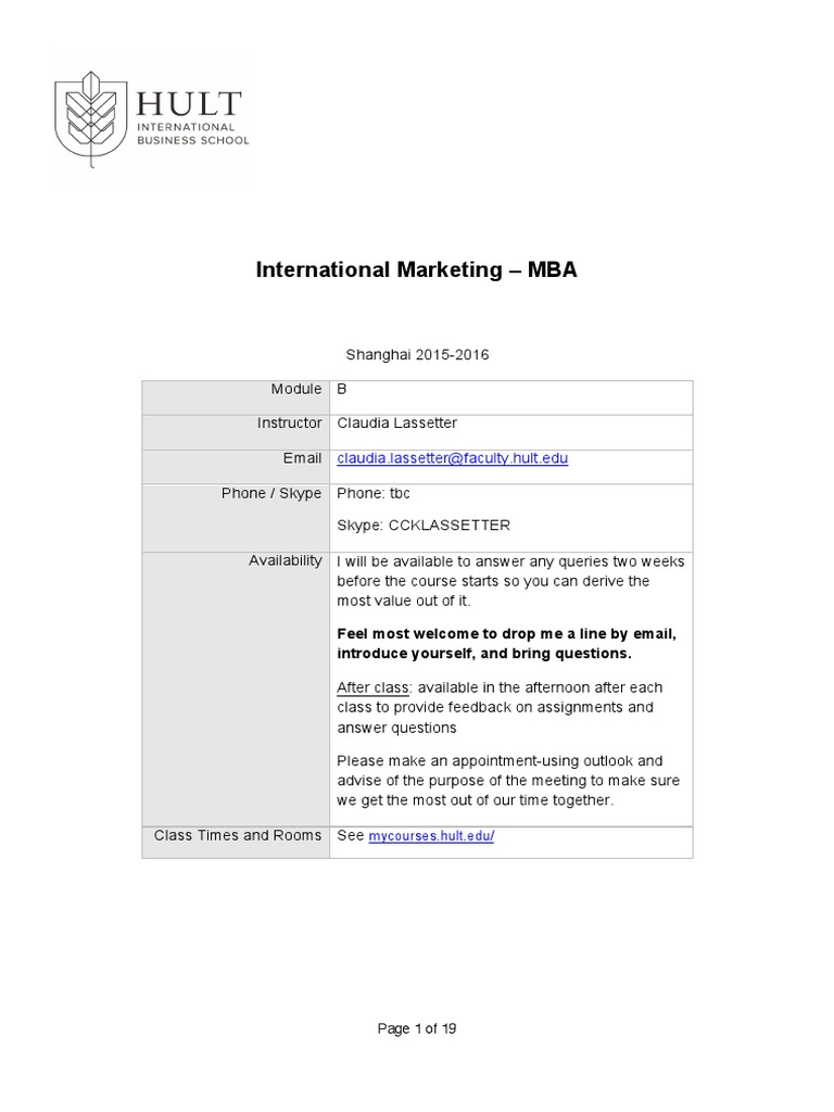 International Marketing Syllabus | PDF | Marketing | Leadership