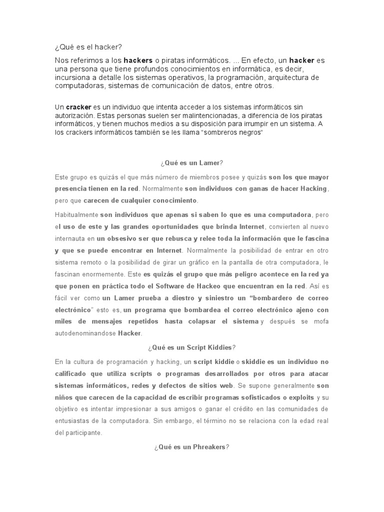 Qué Es El Hacker | PDF | Hacker de seguridad | Red mundial