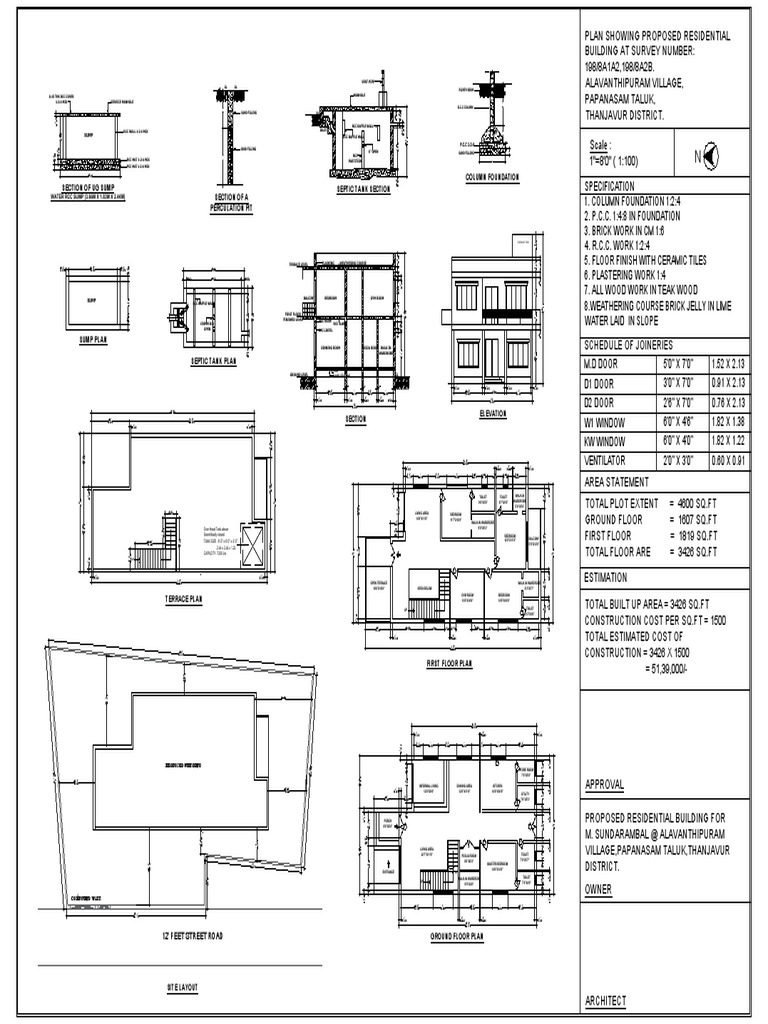 Septic Tank Section Section of Ug Sump Column Foundation: 12' Feet ...