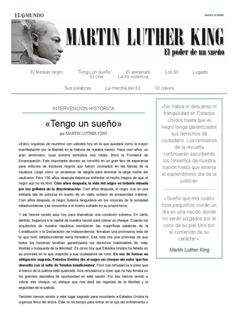 Tengo Un Sueño. El Discurso de Martin Luther King - Especiales ...
