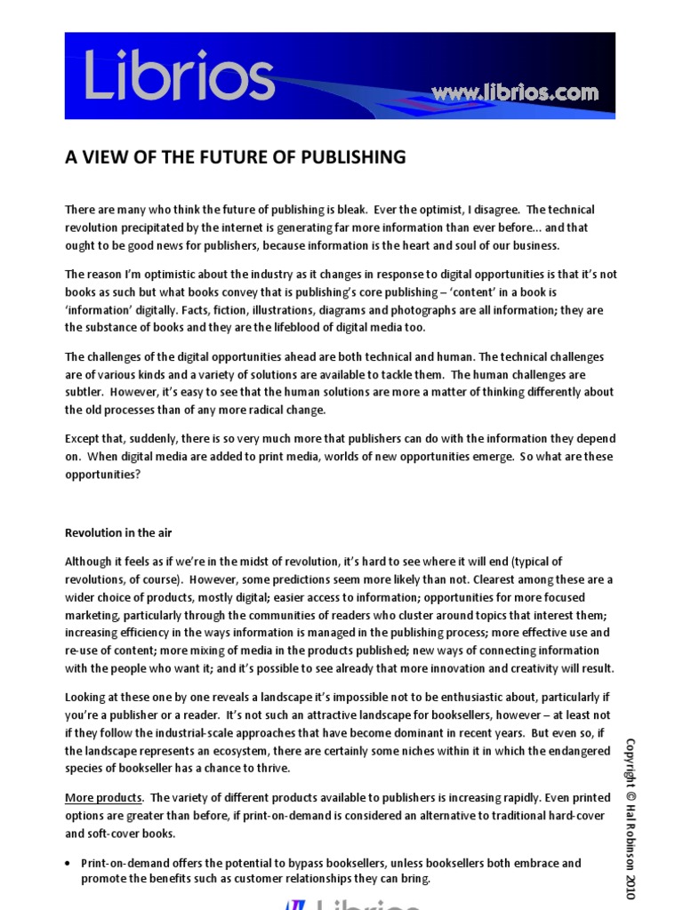 A View of The Future of Publishing | PDF | Publishing | Books