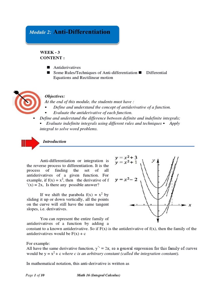 Week-3 Module 2 Antidiffee | PDF | Integral | Ordinary Differential ...