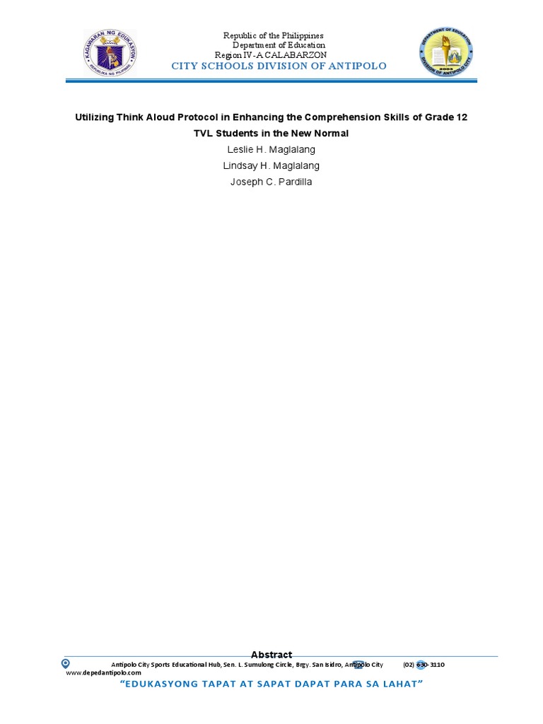 Full Paper - Think Aloud Protocol | PDF | Reading Comprehension ...