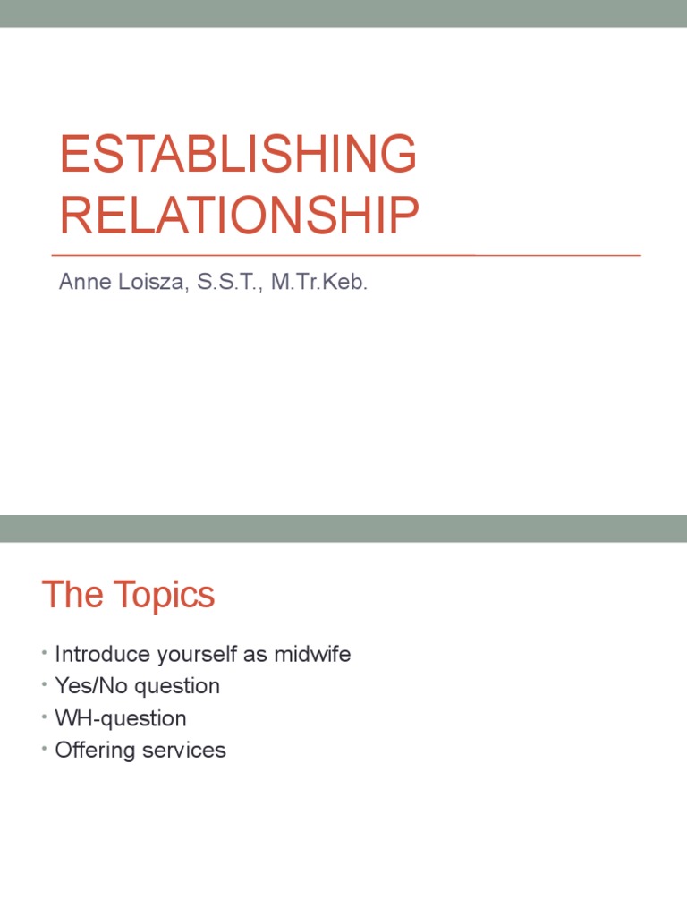 Establishing Relationship | PDF | Midwifery | Midwife
