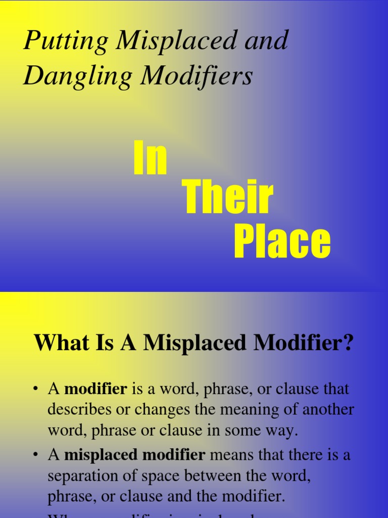 Misplaced and Dangling Modifiers | PDF | Phrase | Cognitive Science