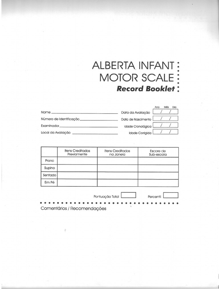 Alberta Infant Motor Scale (AIMS) | PDF