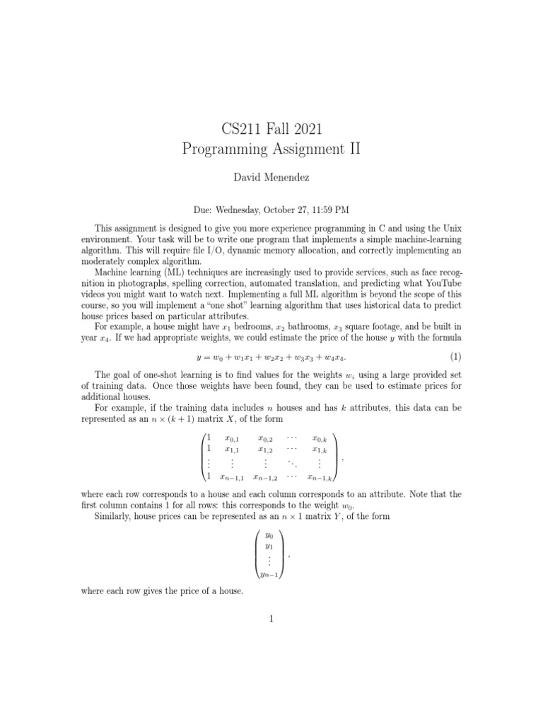 CS211 Fall 2021 Programming Assignment II: David Menendez | PDF | Matrix (Mathematics ...