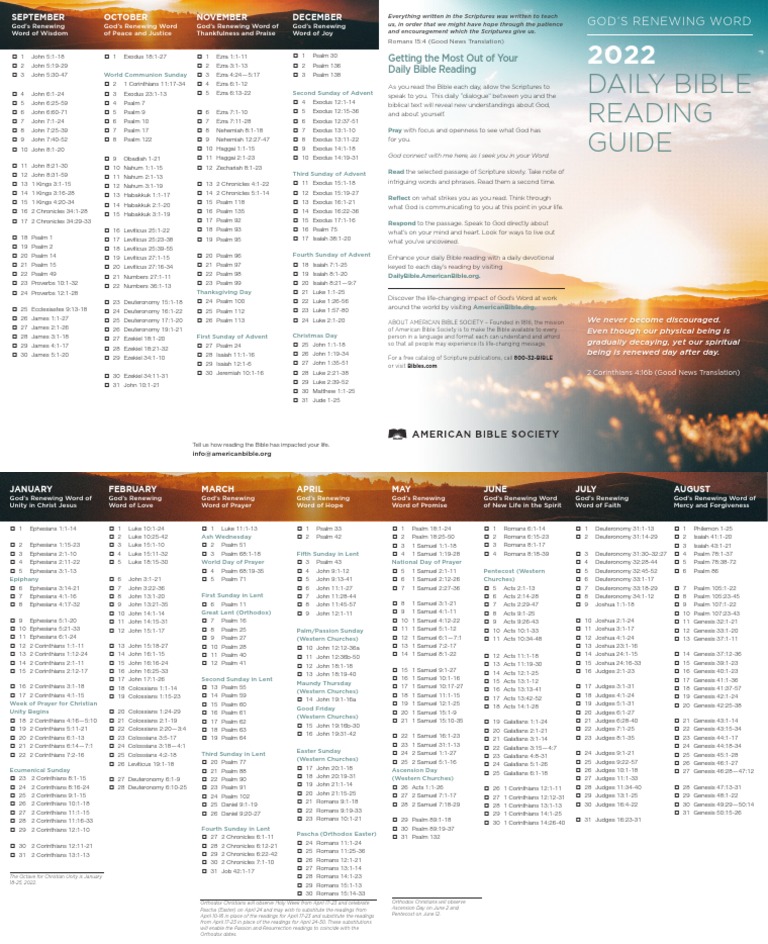 2022 Daily Bible Reading Guide | PDF | Bible | Easter