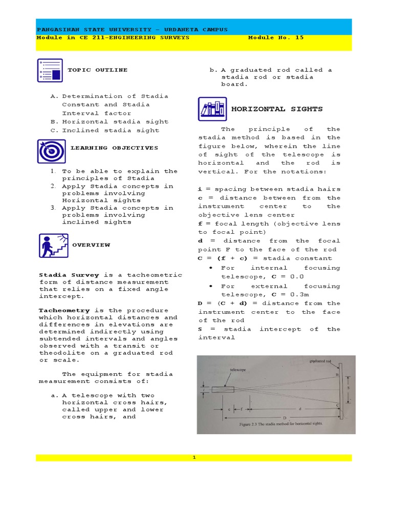 Stadia Surveying Techniques Module | PDF | Scientific Observation ...