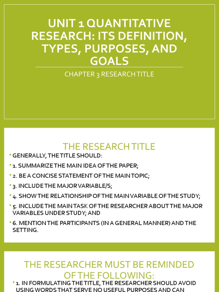 Unit 1 Quantitative Research Chapter 3 | PDF | Cognition ...
