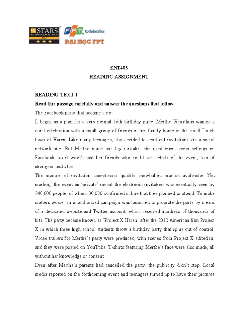 ENT403 - Reading Assignment | PDF | Meteoroid | Graffiti