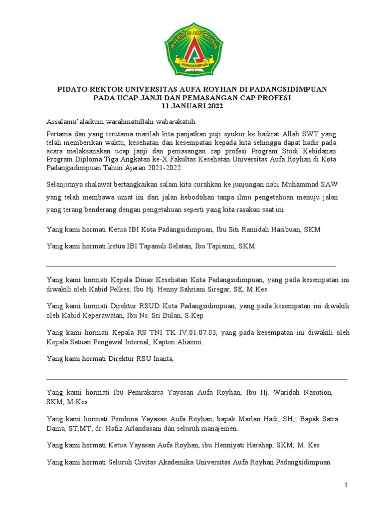 Pidato Rektor Wisuda Periode I 2021 | PDF | Gaya Hidup