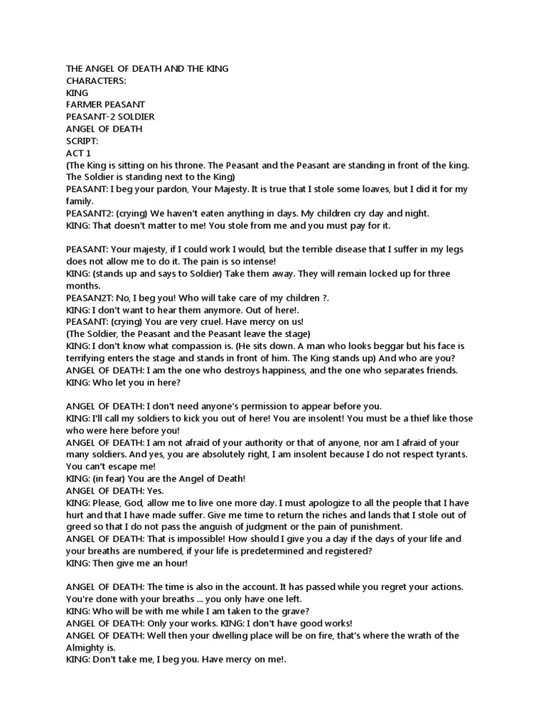 THE ANGEL OF DEATH AND THE KING Script | PDF